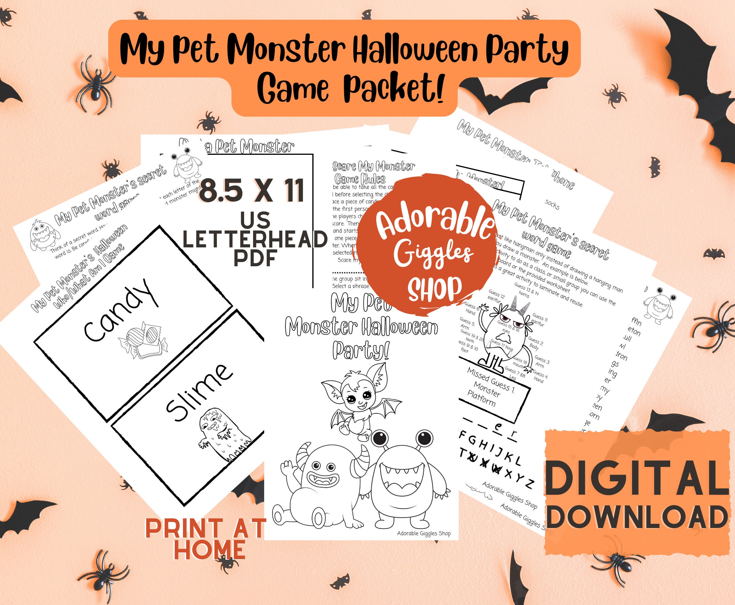My Pet Monster Halloween Party Game/activity Packet Printable - Etsy
