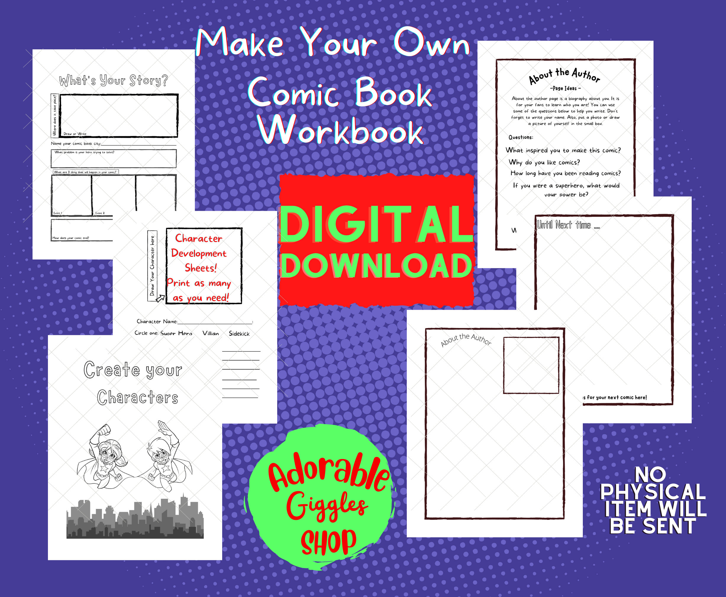 Create Your Own Comic PDF Downloadable Workbook Great for Homeschool or ...