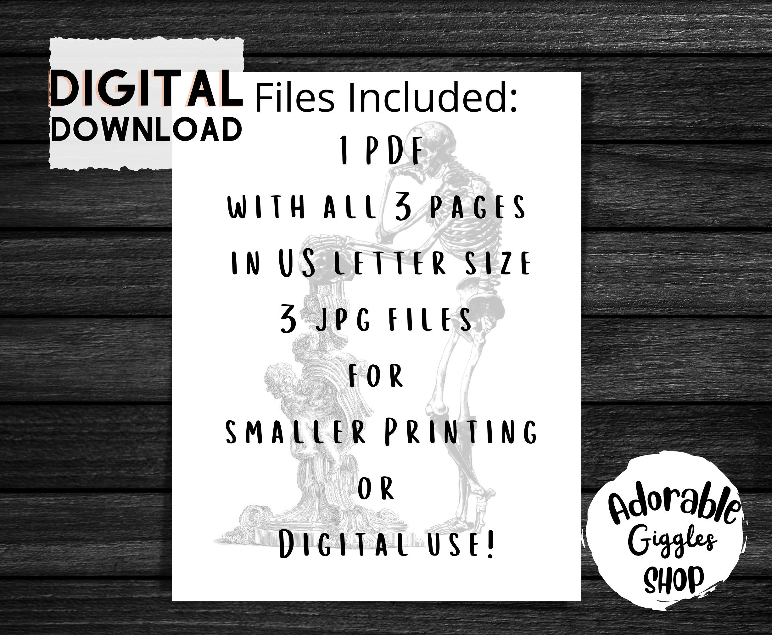 Printable Stationary Set US Letter Size, PDF Instant Download ...