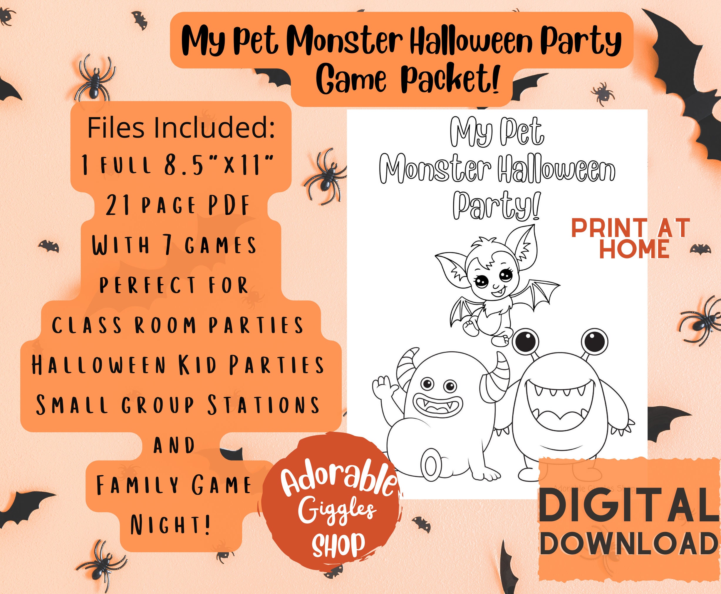 My Pet Monster Halloween Party Game/activity Packet Printable - Etsy