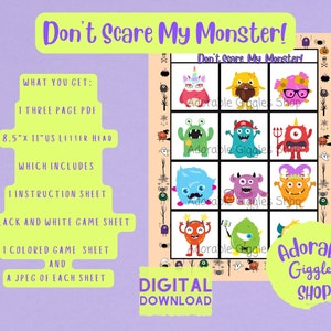 Don't Scare My Monster Digital Printable Halloween Don't Eat Pete Game ...