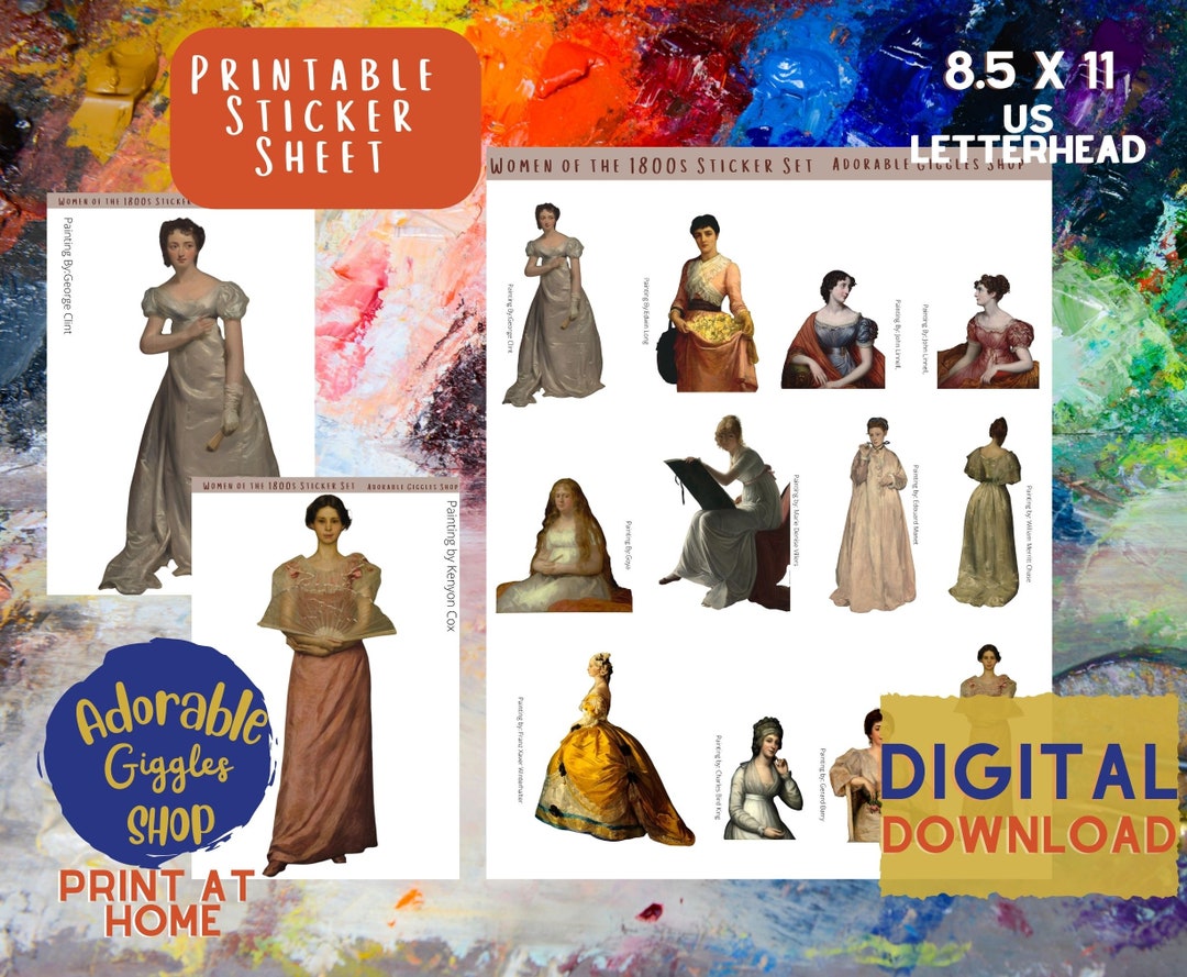 Women One the 1800's Digital Sticker Sheet and Individual Sheet ...