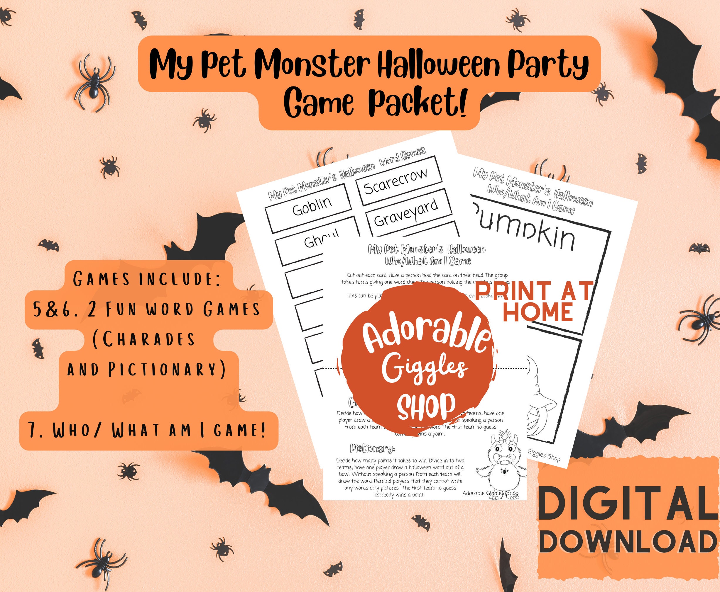 My Pet Monster Halloween Party Game/activity Packet Printable - Etsy