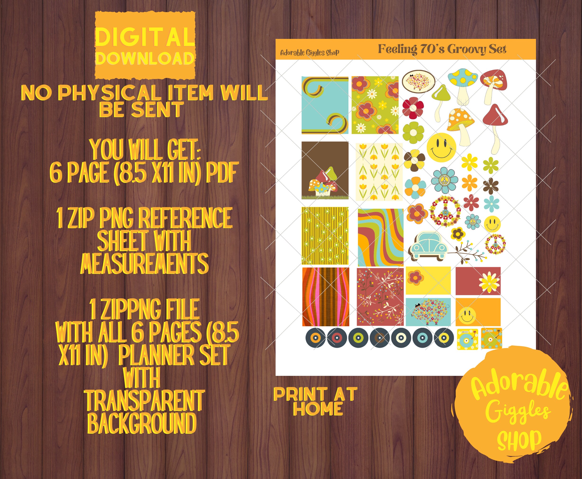 Feeling 70s Groovy Printable Planner Set - Etsy