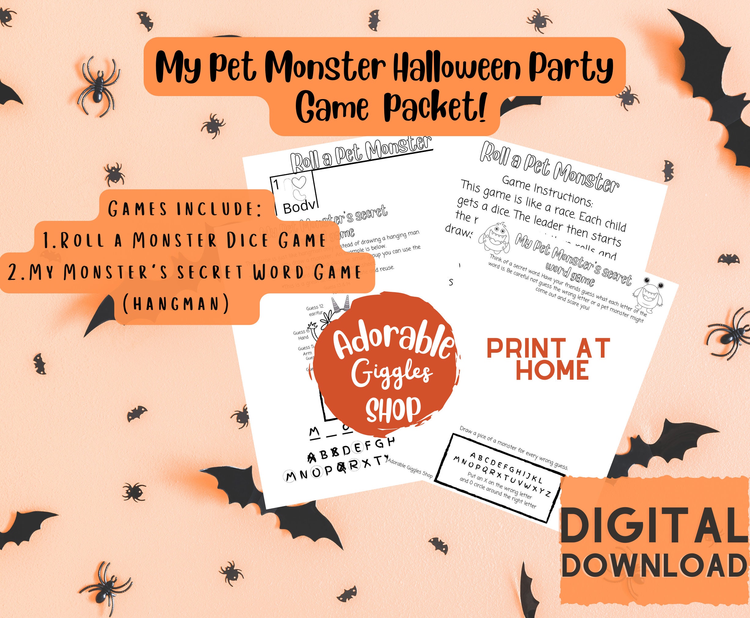 My Pet Monster Halloween Party Game/activity Packet Printable - Etsy