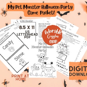 My Pet Monster Halloween Party Game/activity Packet Printable and ...