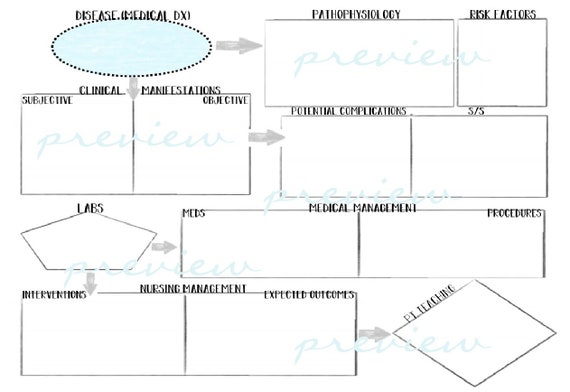 Medsurg CONCEPT MAP Template Disease Process PATHO Nursing | Etsy