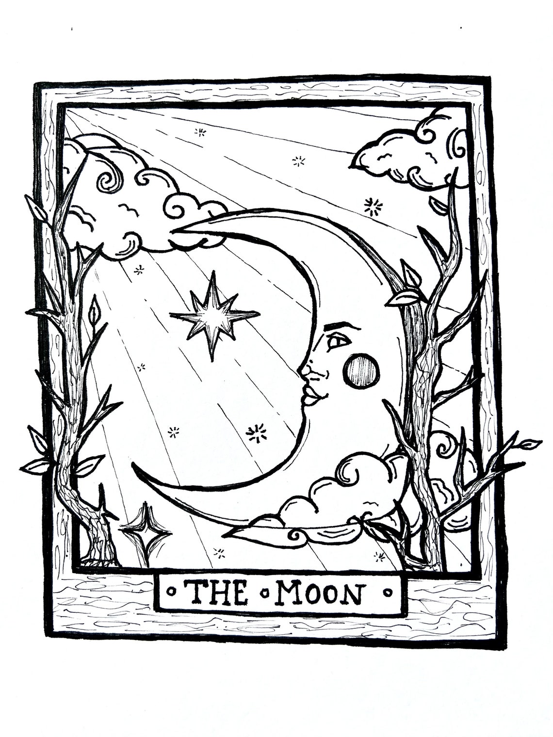 The Moon Tarot Card Art Print - Etsy