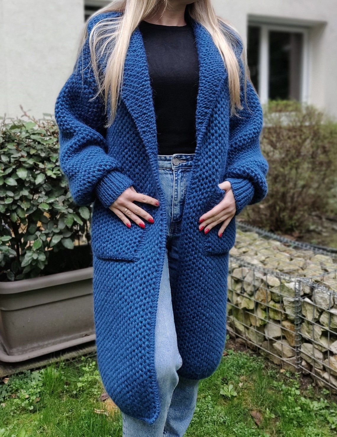 Merino Chunky Oversize Cardigan/long Cardigan/knitted Handmade Women's ...