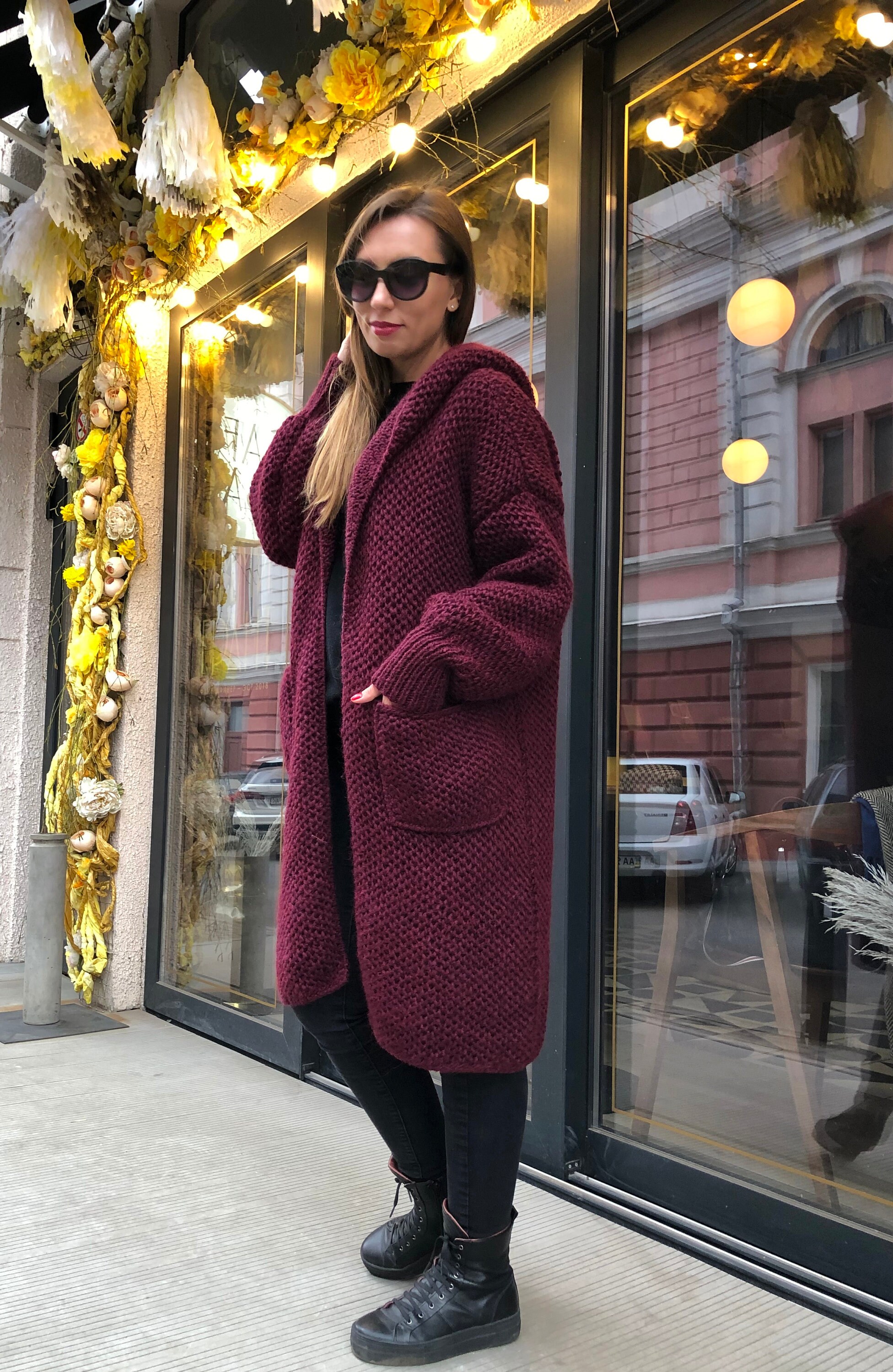 Merino Chunky Oversize Cardigan/long Cardigan/knitted Handmade Women's ...