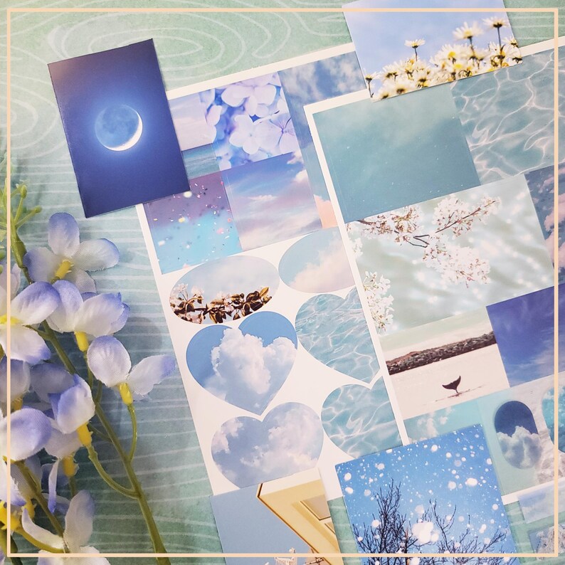 Aesthetic Blue Stickers Blue Sky Sticker Pack Assorted Blue Stickers ...