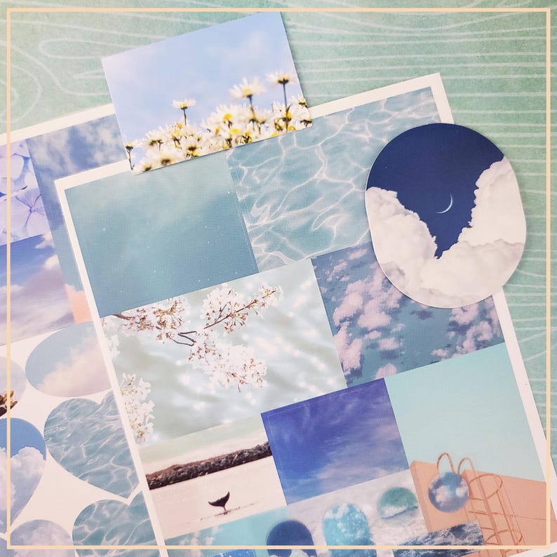 Aesthetic Blue Stickers Blue Sky Sticker Pack Assorted Blue Stickers ...