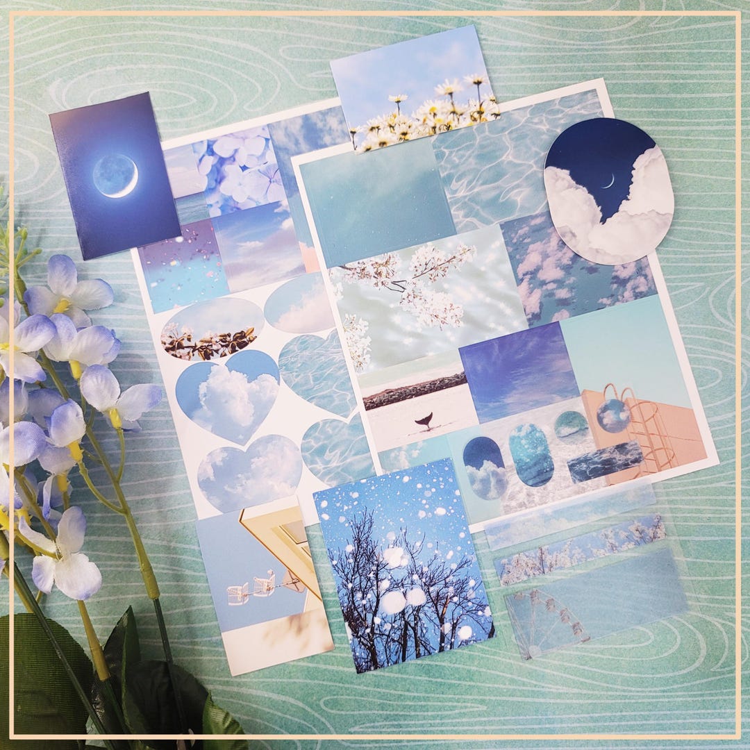 Aesthetic Blue Stickers Blue Sky Sticker Pack Assorted Blue Stickers ...
