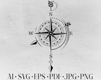 Arrow Compass Svg - Etsy