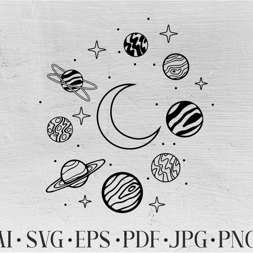 Outer Space SVG Solar System SVG Galaxy SVG Planets Clip - Etsy