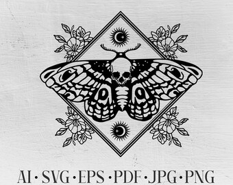 Gothic Moth Svg - Etsy