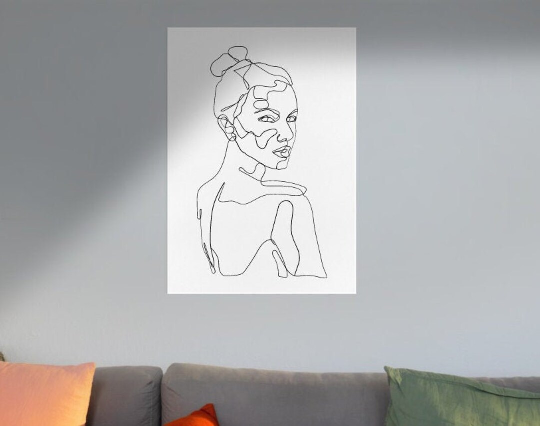 Woman Looking Over Her Shoulder | Line Art | Downloadable Print - Etsy