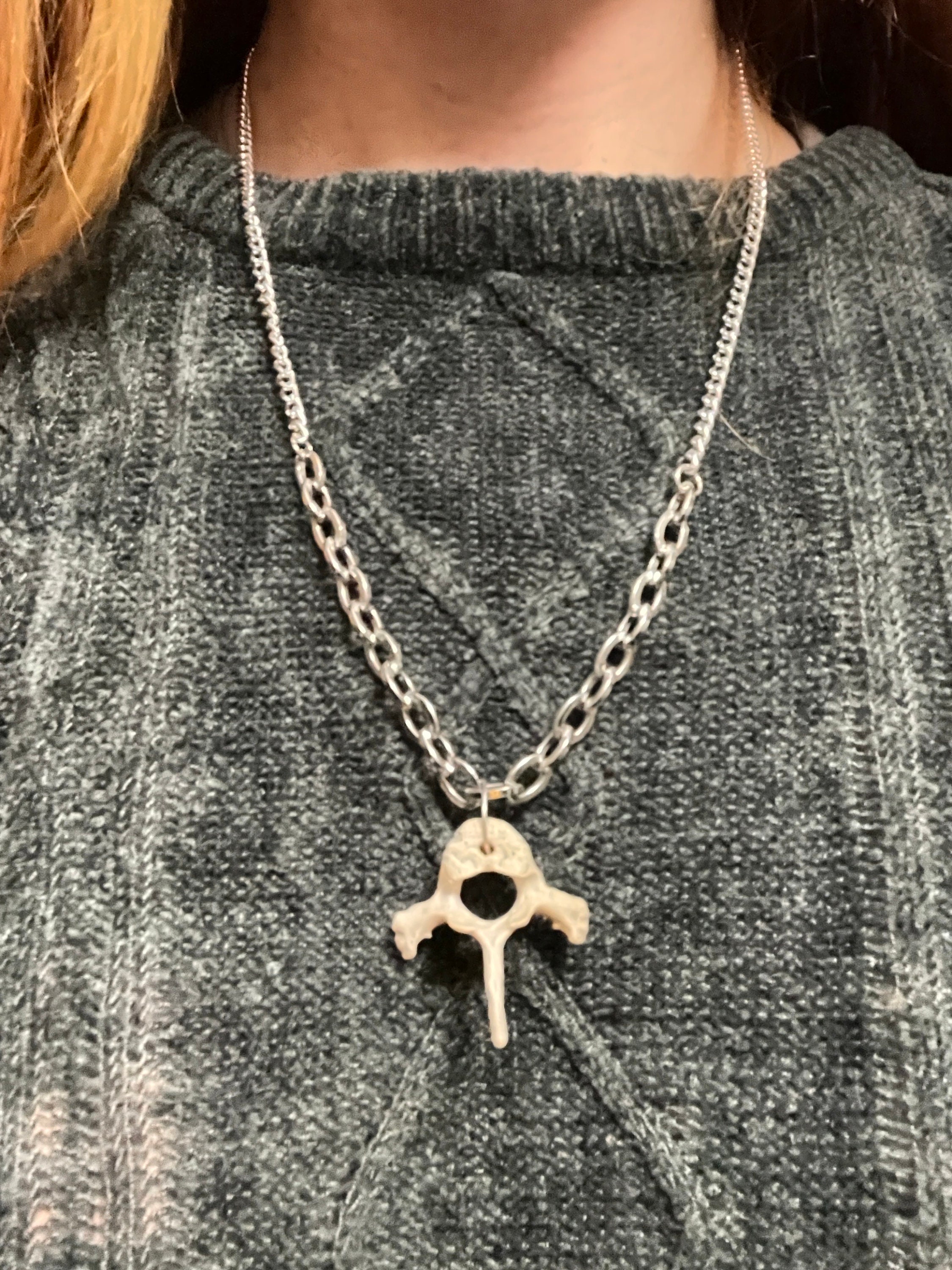 Vertebra Spine Bone Raccoon Quartz Silver Chain Necklace Jewelry - Etsy