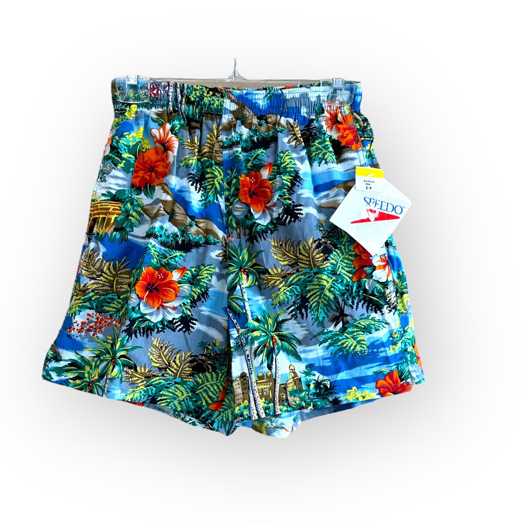Vintage 90s Deadstock Speedo Hawaiian Tropical Floral Hibiscus Swim ...