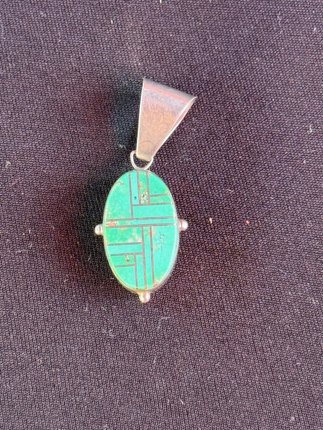 Navajo Ann Curley Sterling Silver Double Side Pendant Turquoise & White ...