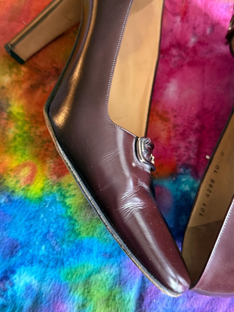 Vintage Gucci 70s Leather Pumps Heels Size 10B Dark Brown Rounded Toe ...