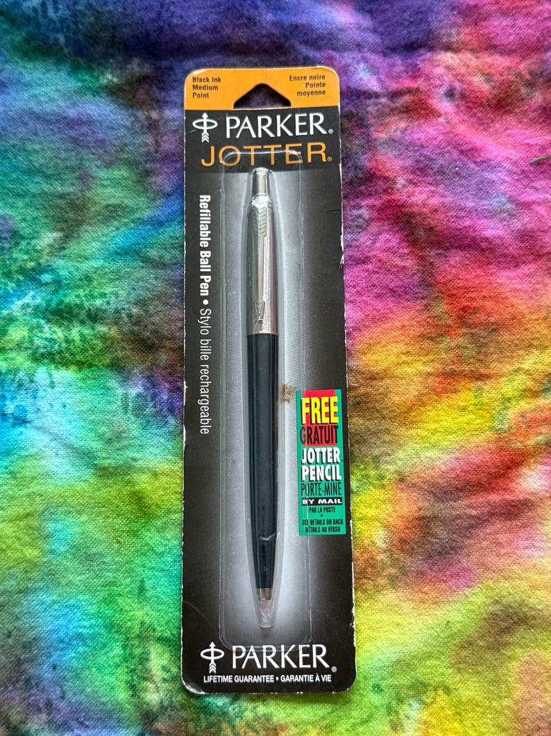 Vintage Deadstock Navy Blue 90s PARKER JOTTER Black Ink Ballpoint Pen ...