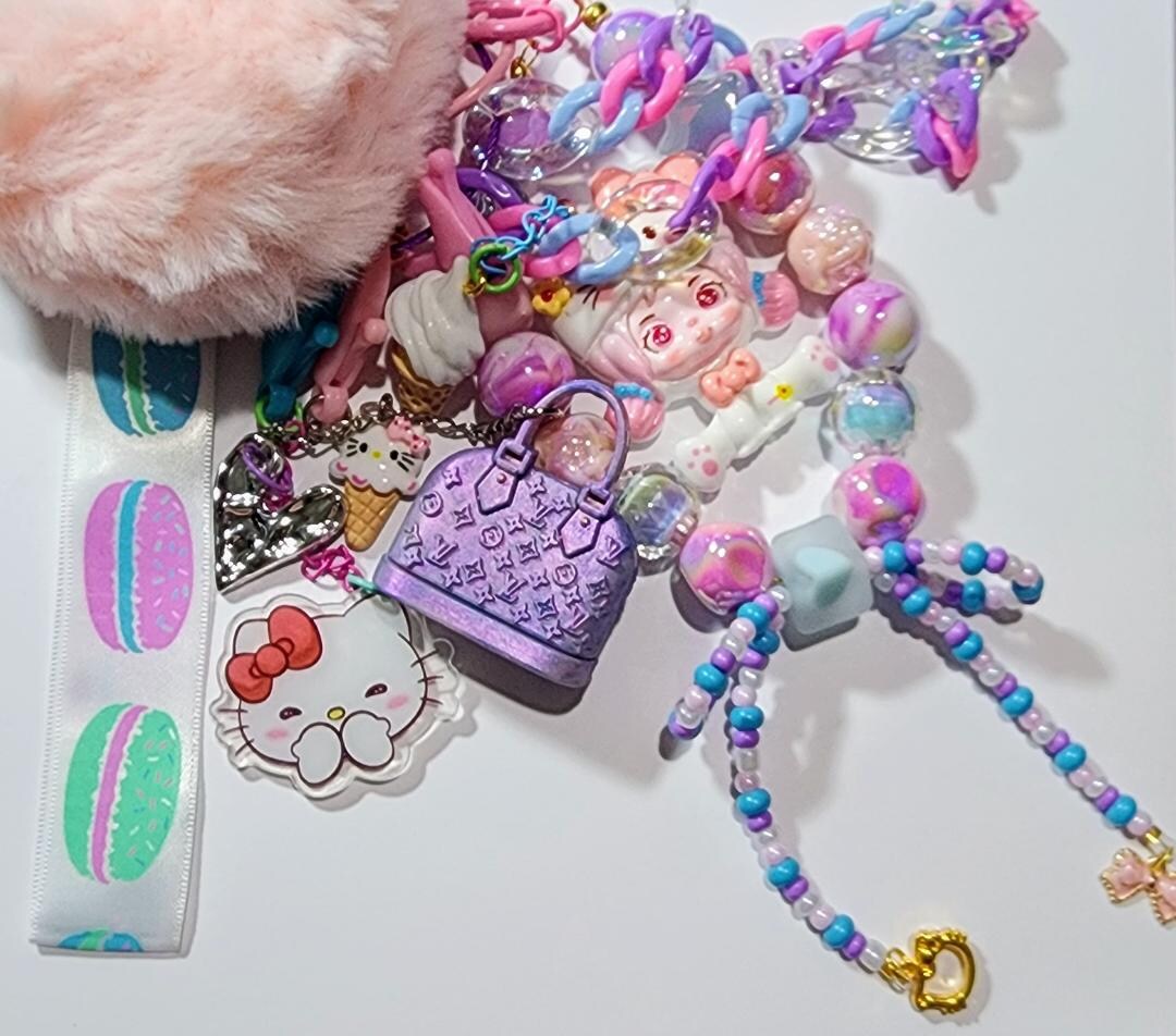Large-super Cute KAWAII CLUTTERED Key Chain Bag Chain Pastel Sunshine ...