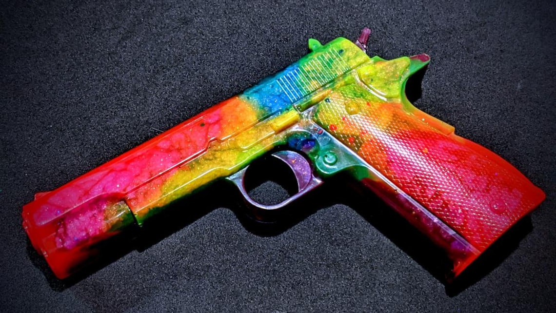 Black Light Glow Neon Gun Large Resin Hand Gun Black Light Neon Design ...