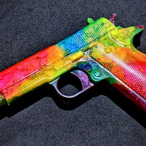 Black Light Glow Neon Gun Large Resin Hand Gun Black Light Neon Design ...