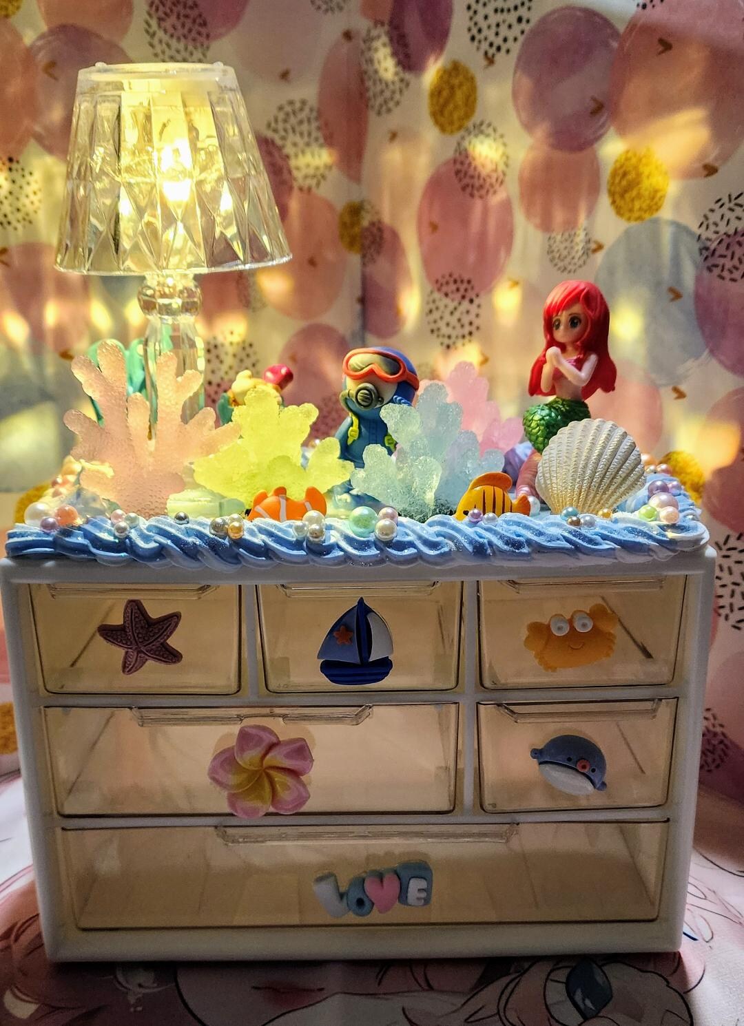 Night Light Mermaid Under the Sea Storage Box Decoden Crystal Night ...