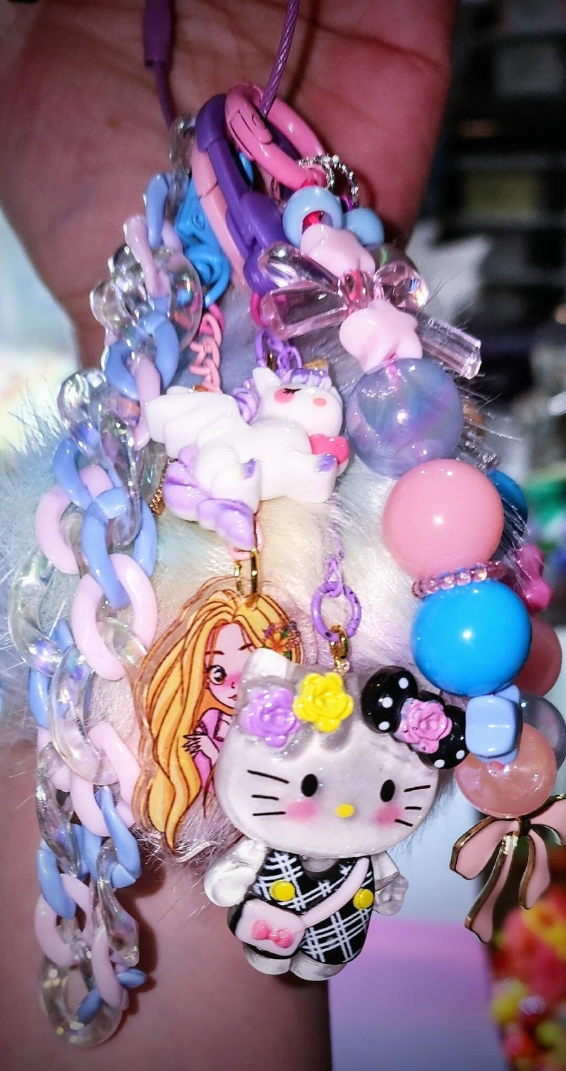 Large-super Cute KAWAII CLUTTERED Key Chain Bag Chain Pastel Sunshine ...