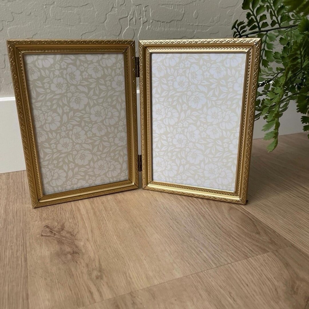 Vintage Brass Double 5x7 Bi Fold Photo Frame - Etsy