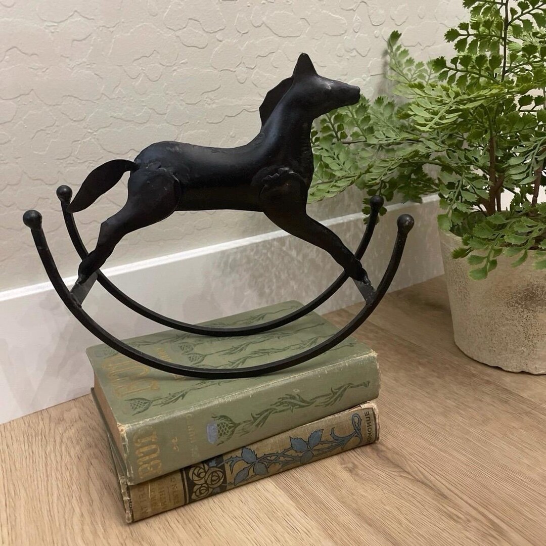 Vintage Style Black Metal Rocking Horse - Etsy