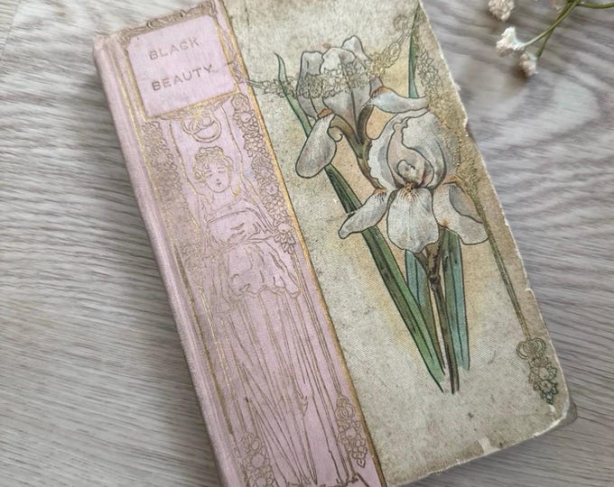Vintage Antique Hardcover Book Black Beauty by Anna Sewell Pink Floral ...