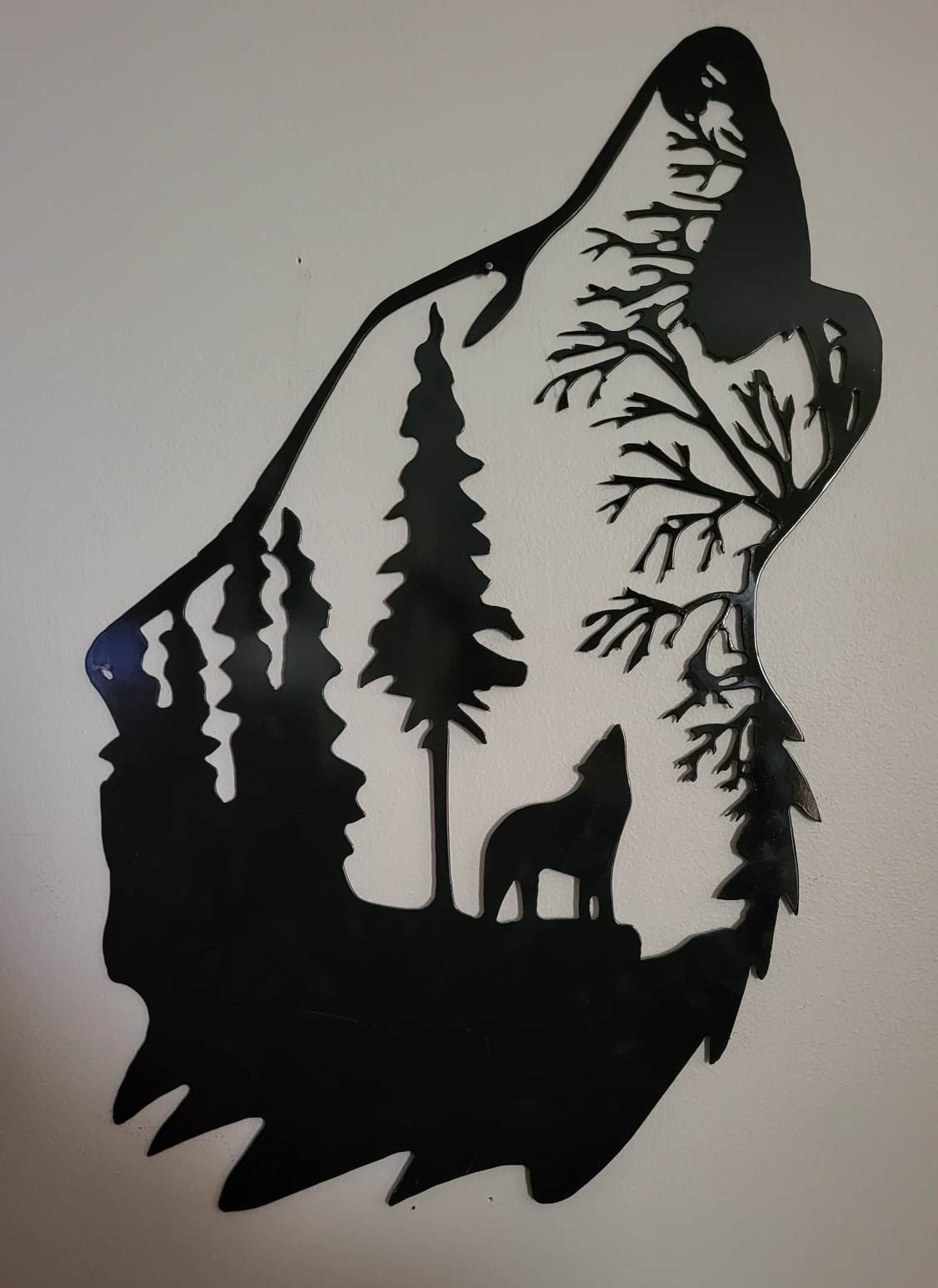 Howling Wolf Metal Sign, Wolf Wall Art, Metal Hanging Art, Bar and Home ...