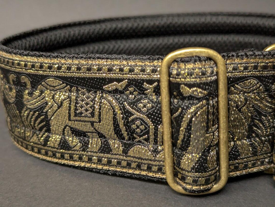 Luxurious Choke Collar With Golden Elephants | Extra Wide 5 Cm | Softly ...