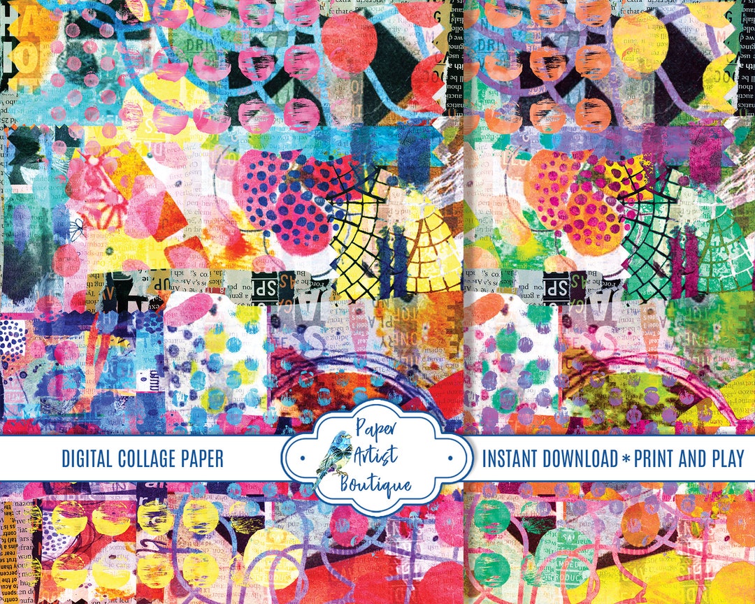 Collage Paper Digital Printable for Scrapbooking Junk Journals Mixed ...