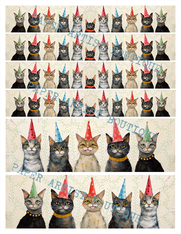 Cats & Kittens Printable Collage Paper Fun Washi Style Tape Set 4 - Etsy