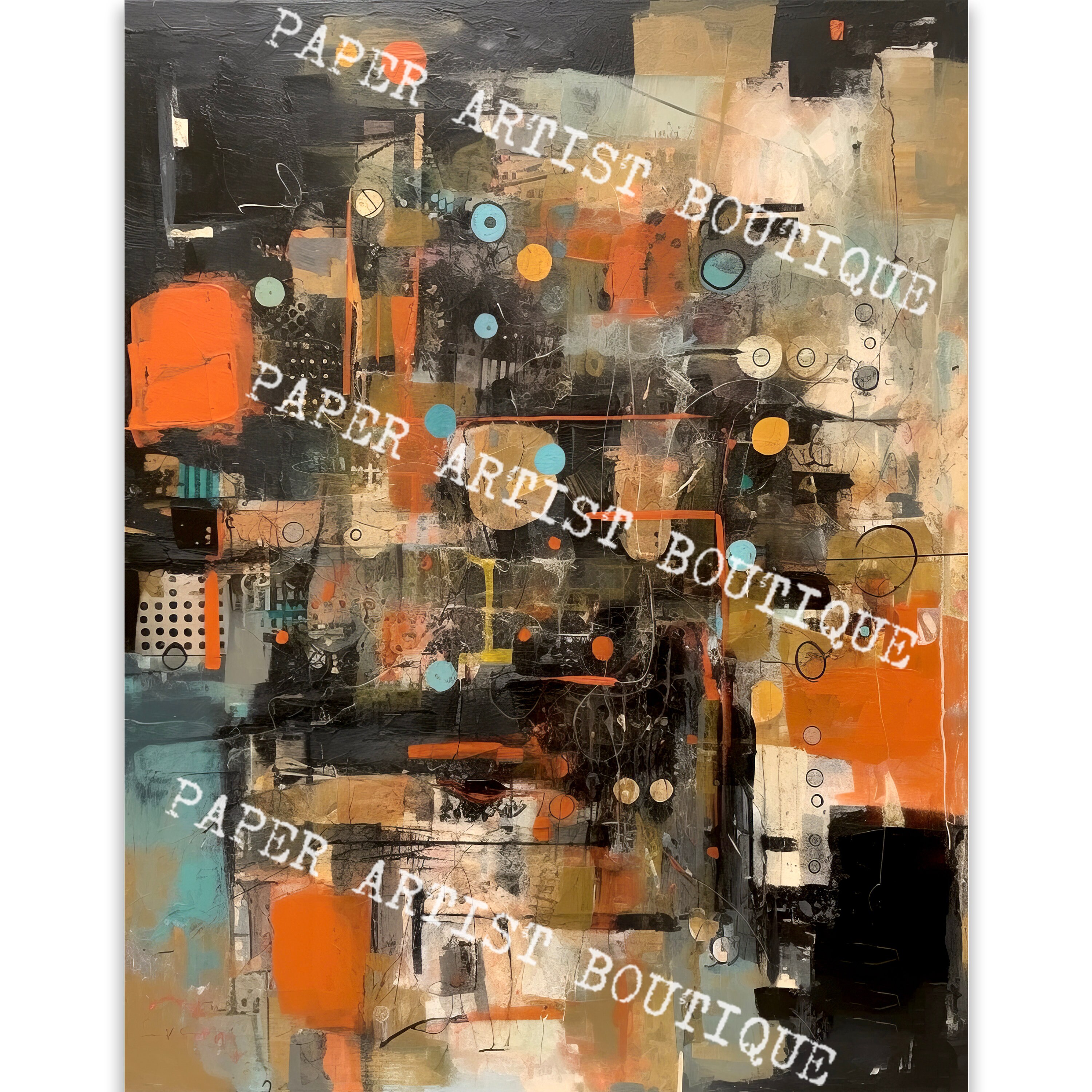 Collage Paper Pack 5 Sheets Printable Abstract Art for Scrapbooking ...