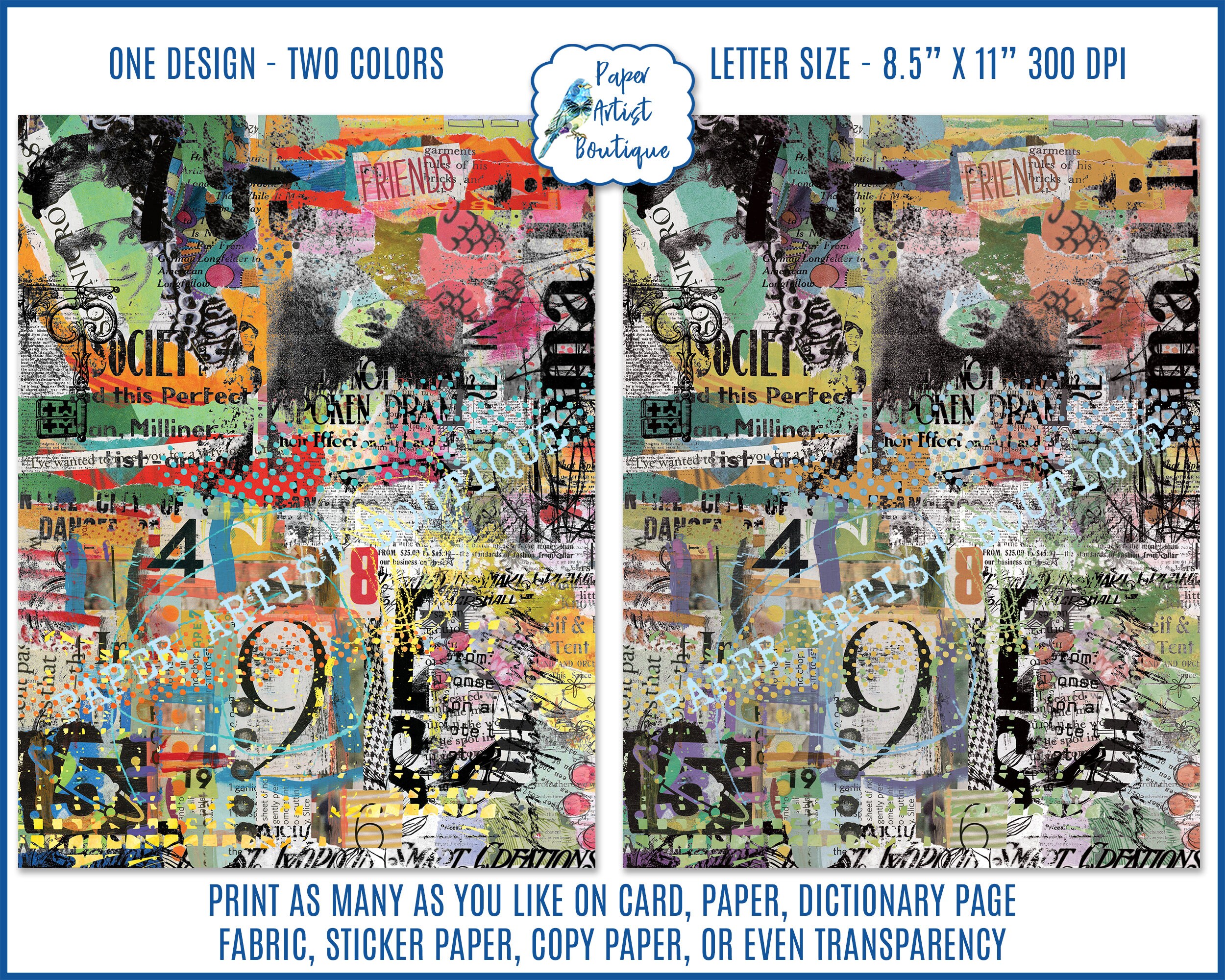 Printable Digital Collage Paper for Scrapbooking Junk Journals Mixed ...