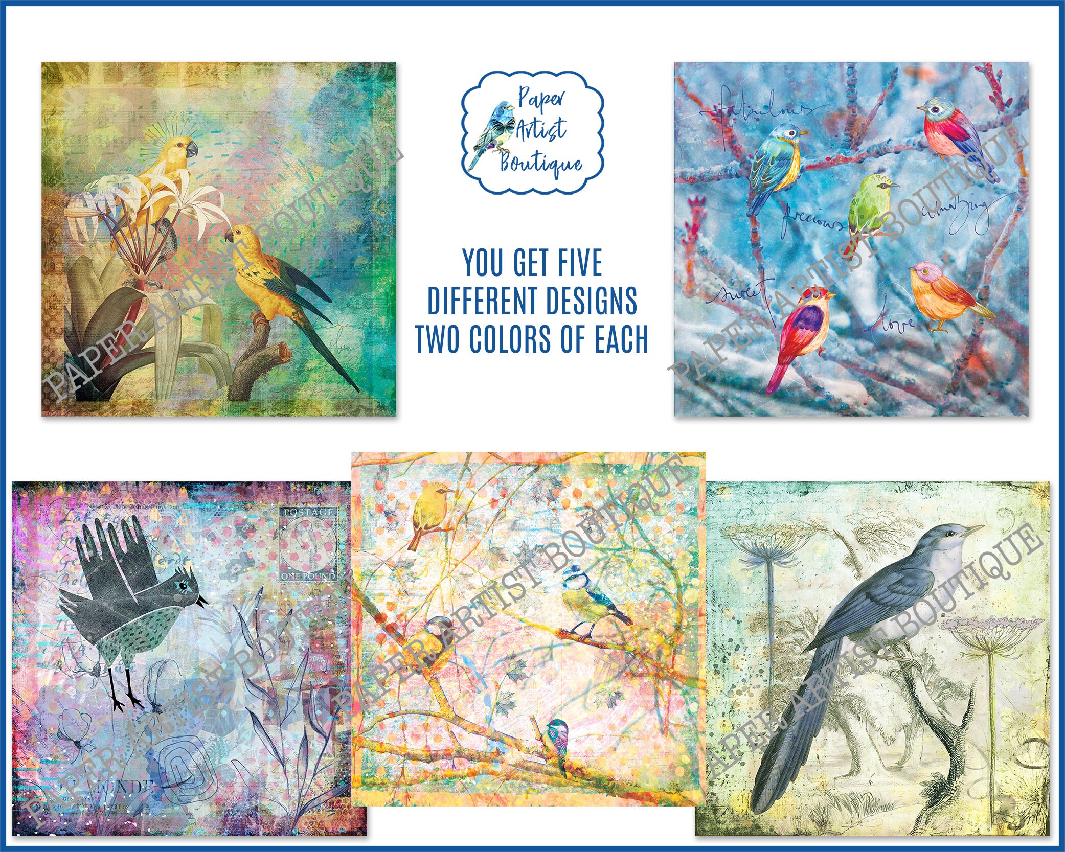 Bird Collage Papers: Printable Scrapbooking Art (digital Download) - Etsy