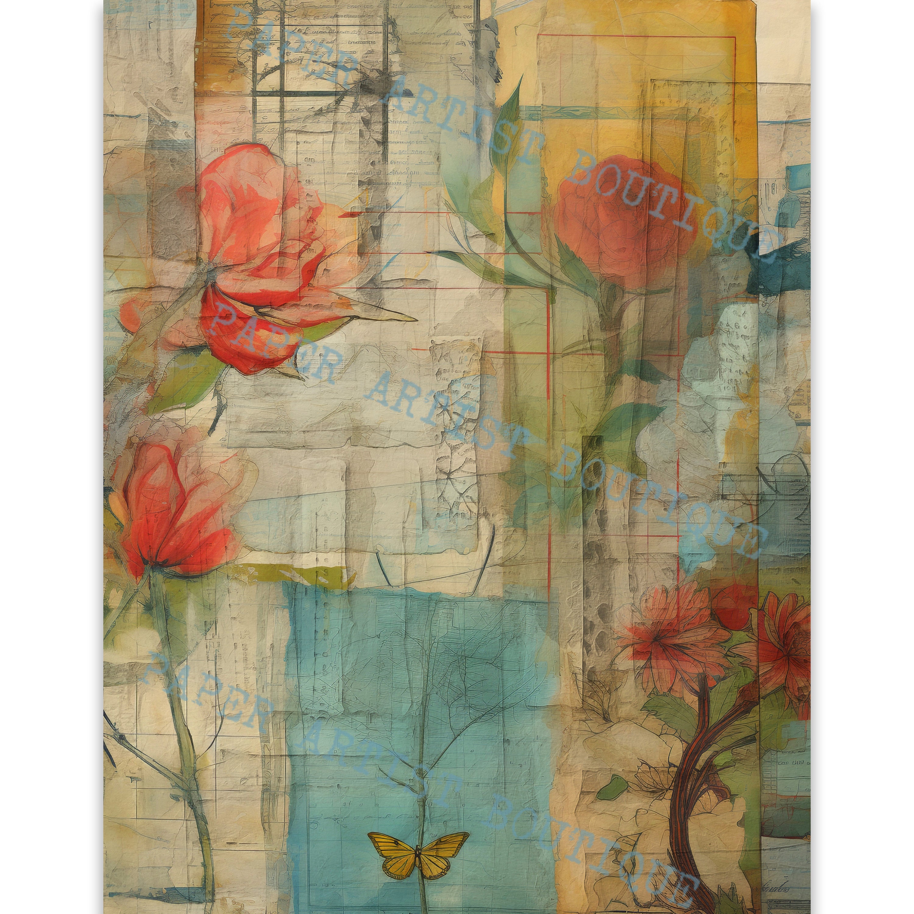 Nature Backgrounds Printable Collage Paper, Five Sheets for Art, Crafts ...