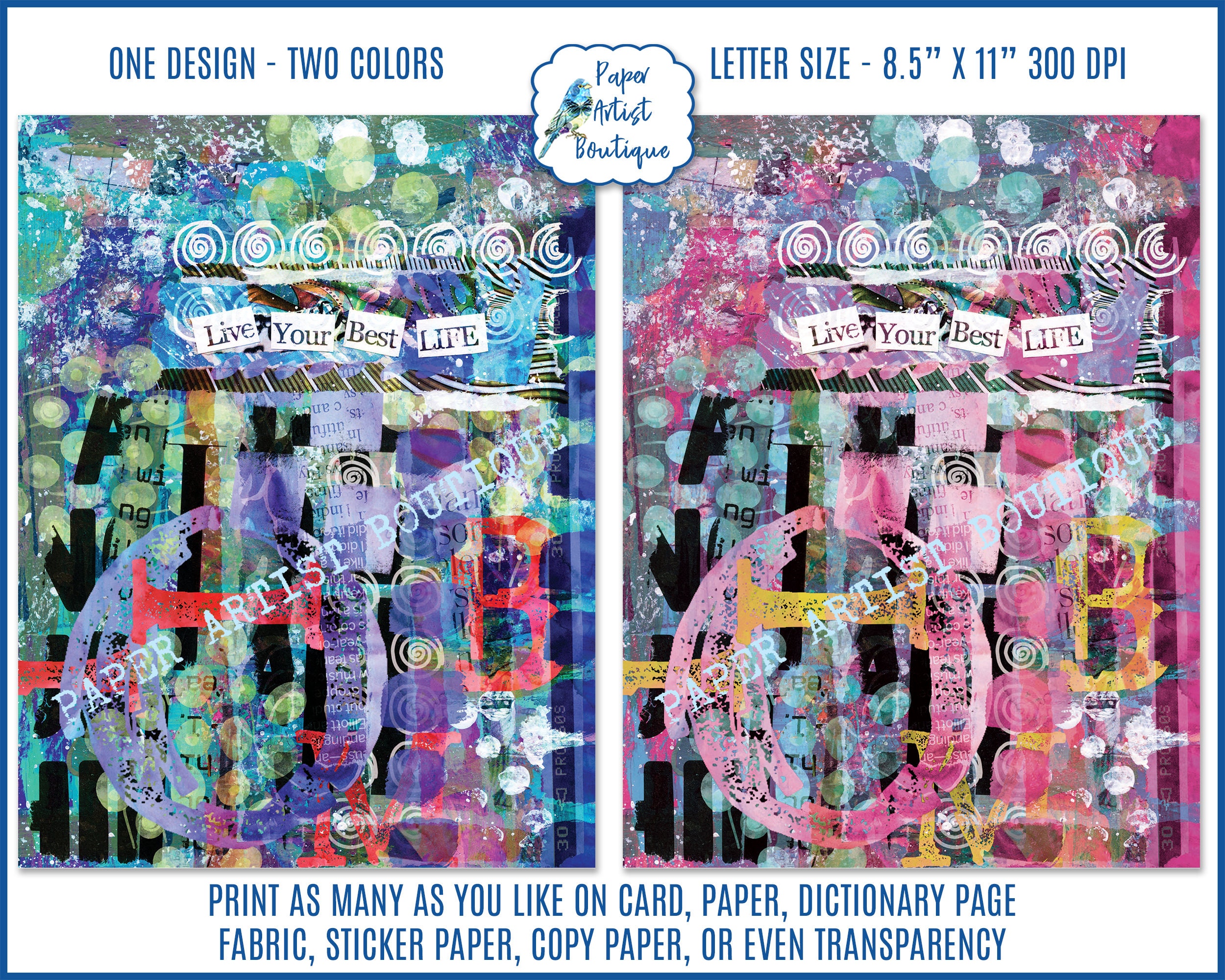 Artist Designed Printable Collage Paper for Scrapbooking Junk Journals ...