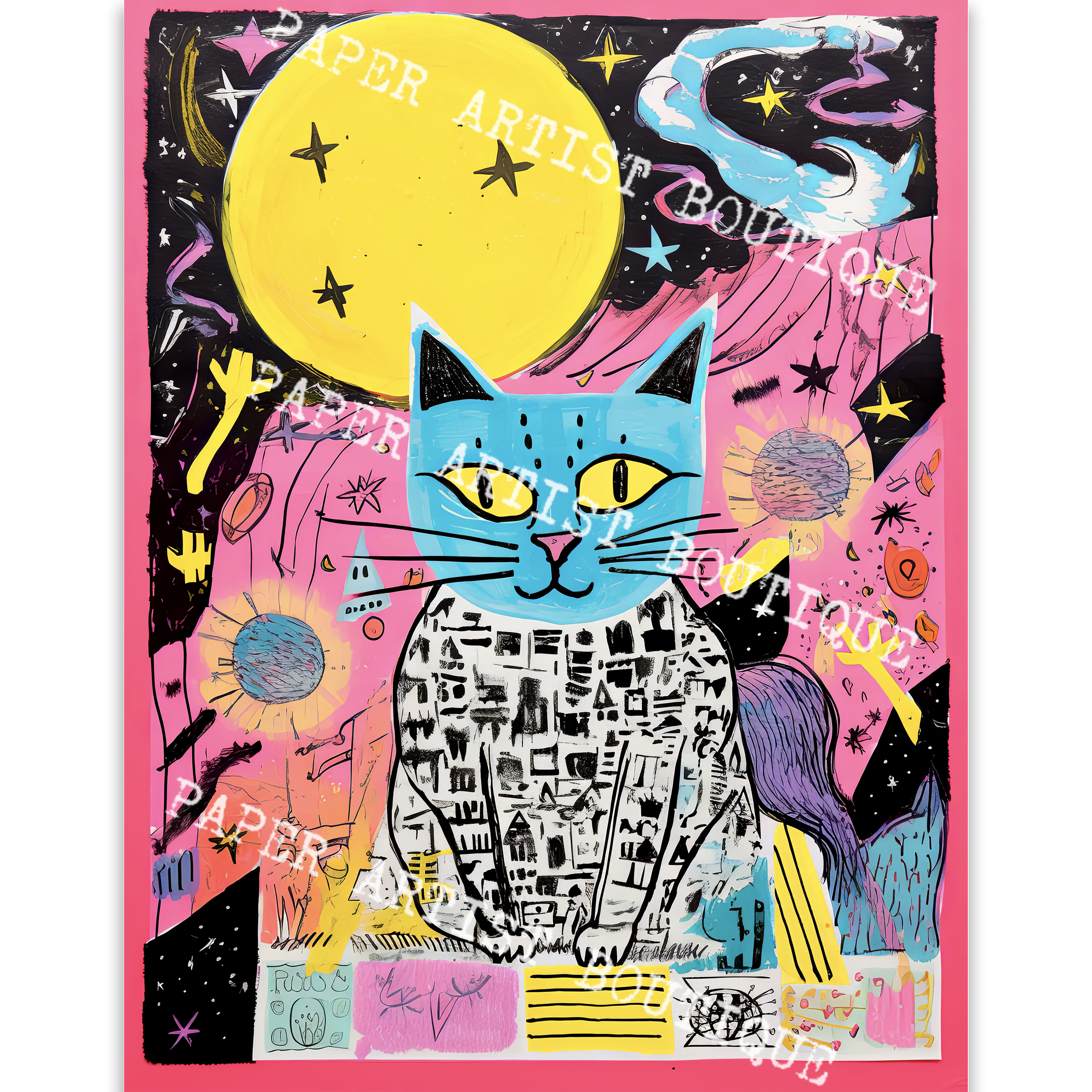 Dada Cats, FIVE Printable Weird Funky Pictures for Card Making ...