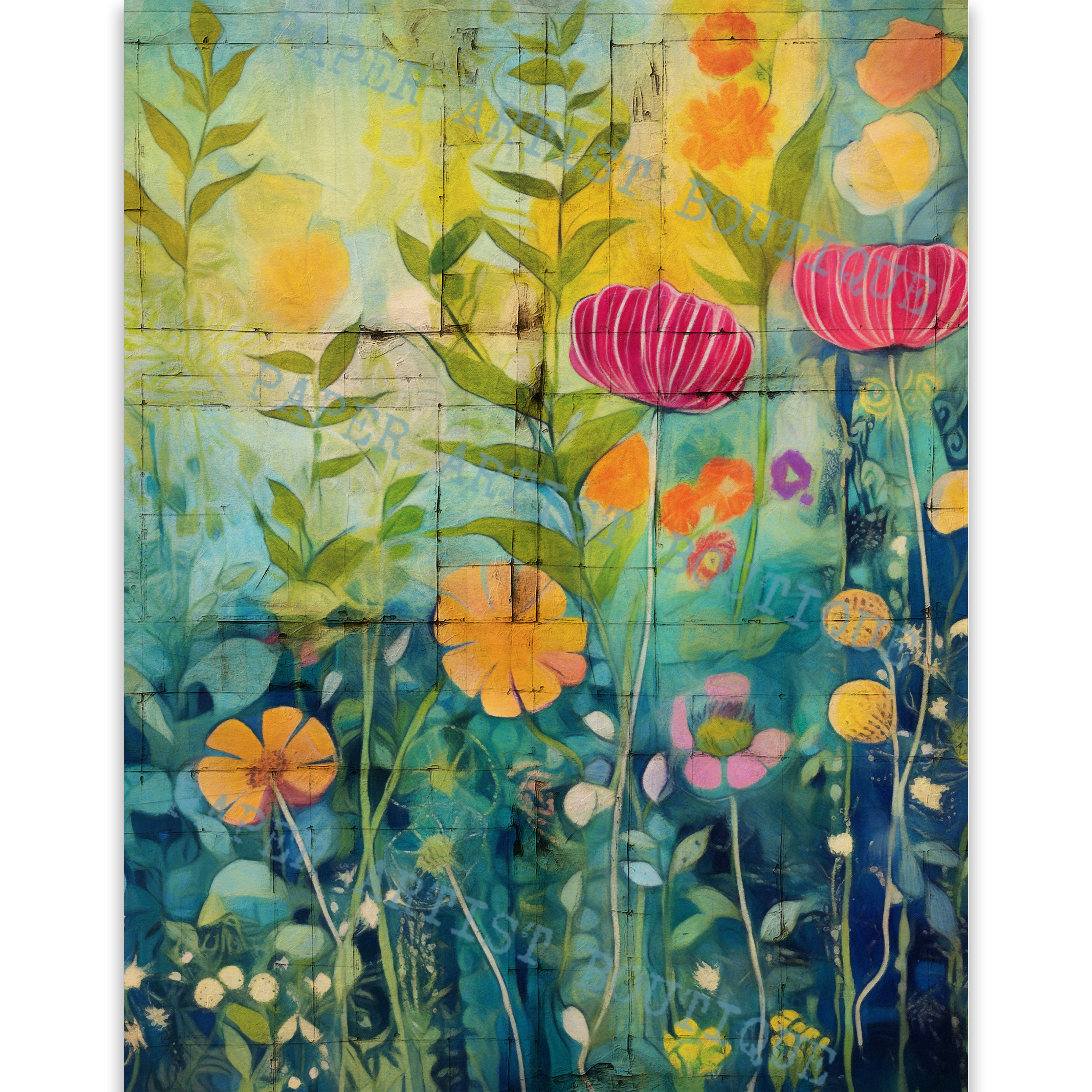 Flowery Nature Backgrounds Printable Collage Paper, Five Sheets for Art ...