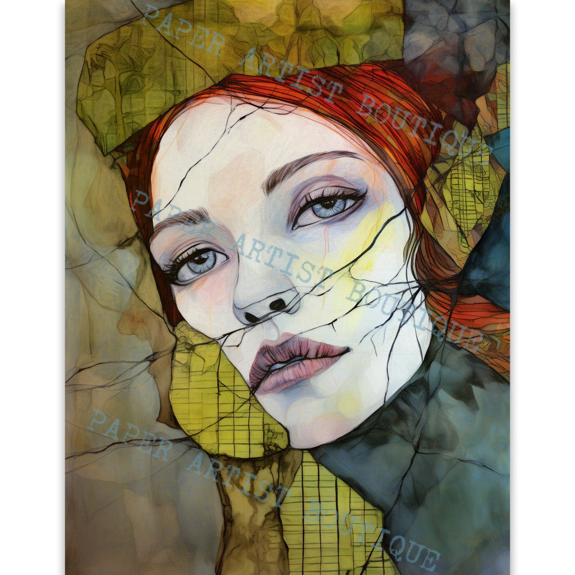 Strange Faces Collage Paper: Mixed-media Art, Scrapbooking (digital ...