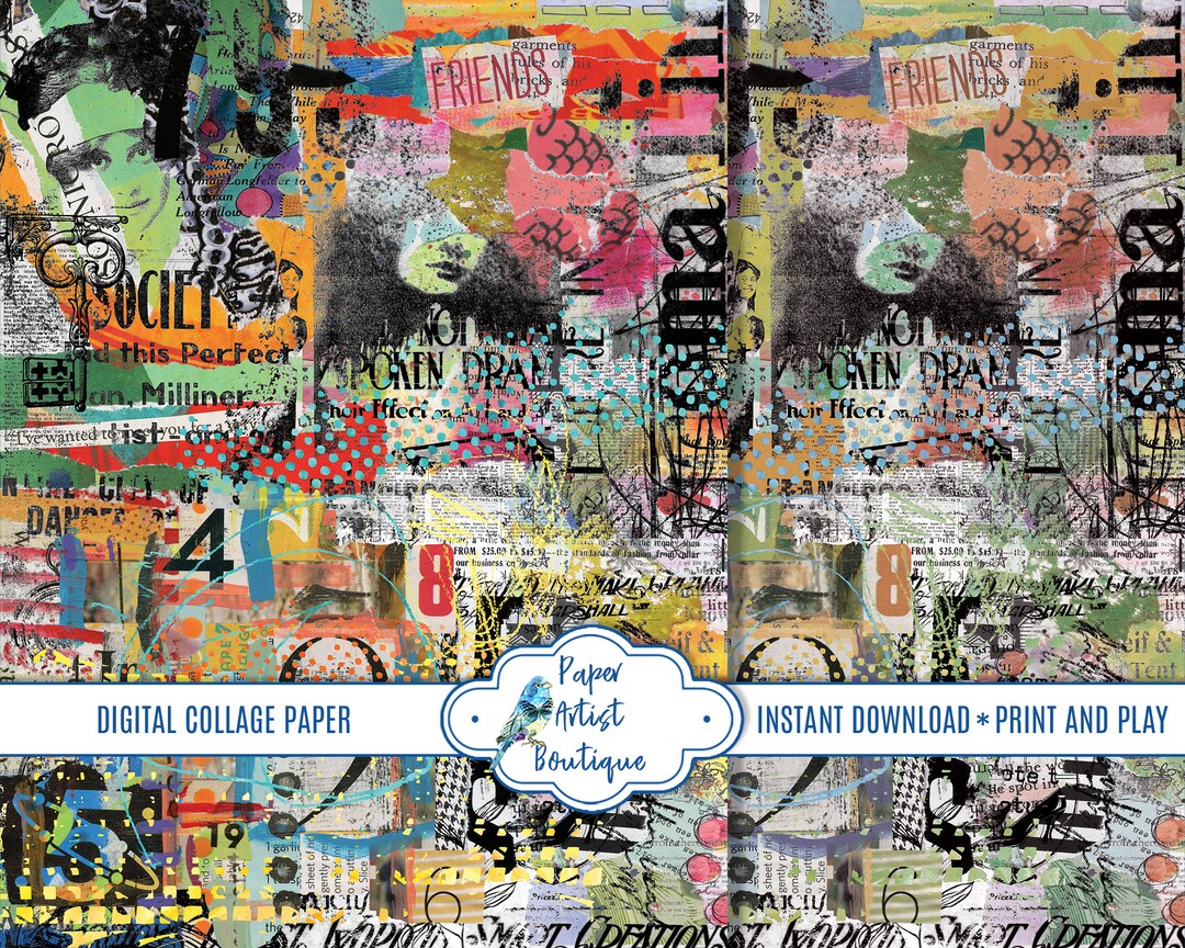 Printable Digital Collage Paper for Scrapbooking Junk Journals Mixed ...