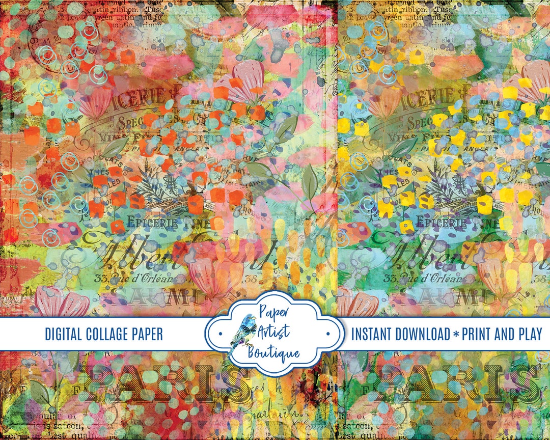 Collage Paper Digital Printable for Scrapbooking Junk Journals Mixed ...