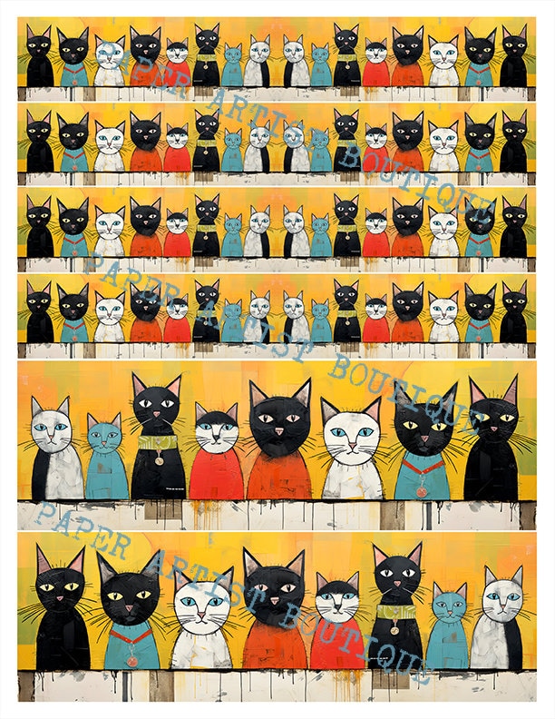 Cats & Kittens Printable Collage Paper Fun Washi Style Tape Set 2 - Etsy
