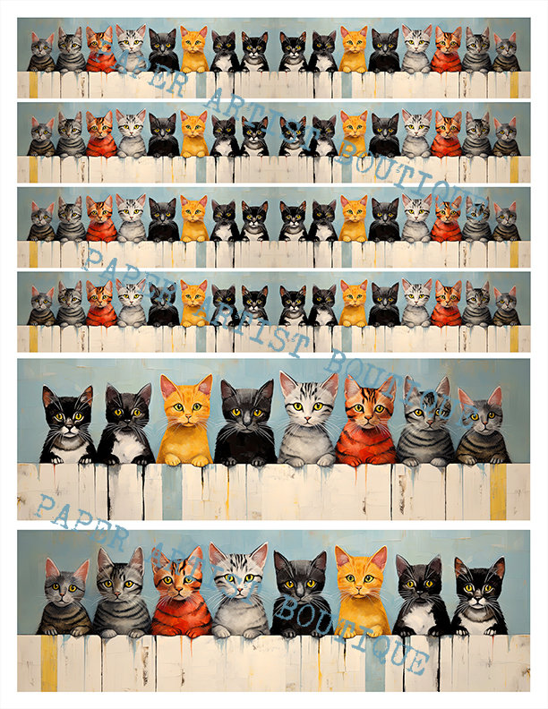 Cats & Kittens Printable Collage Paper Fun Washi Style Tape Set 2 - Etsy